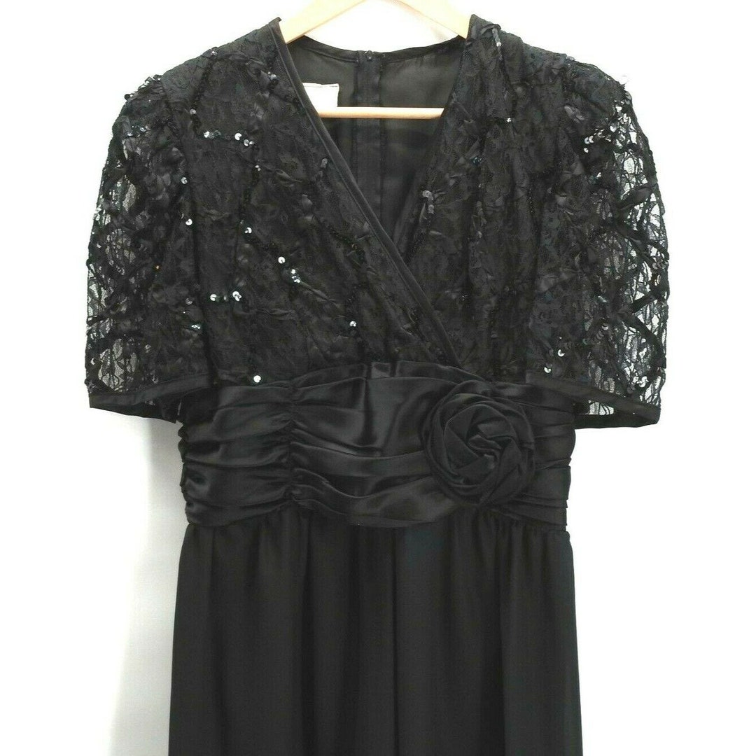 Vintage Town & Country Jumpsuit Formal Black Party Sequin Lace Cocktail ...