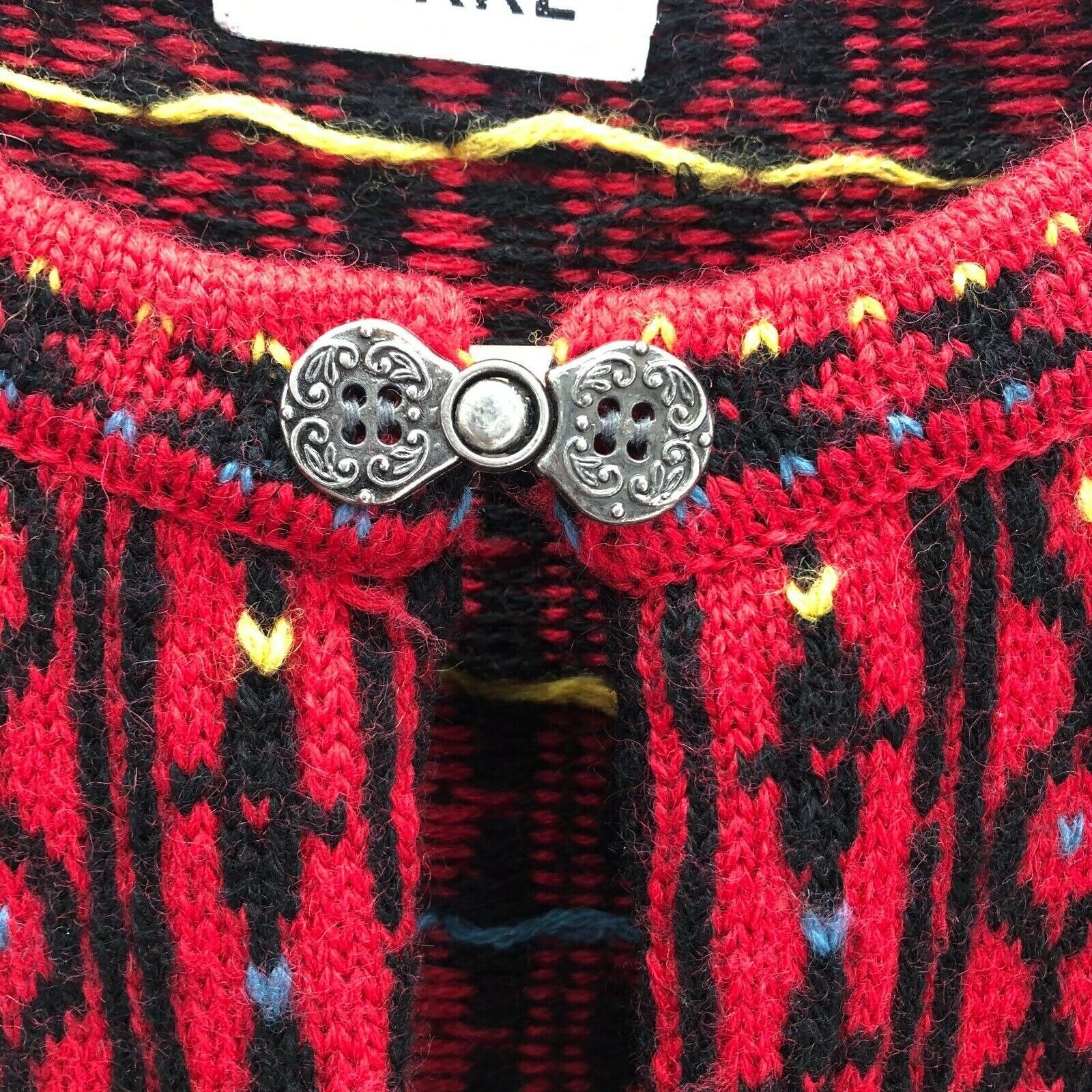 Vintage Vrikke Cardigan Fair Isle Folk Red Black Wool Pewter | Etsy