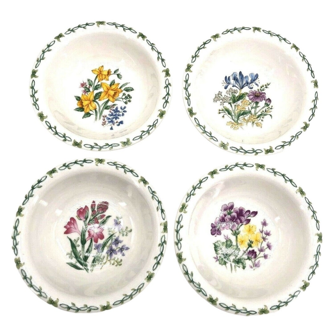 Set of 4 Thomson Pottery Salad Bowls Floral Garden Pattern - Etsy