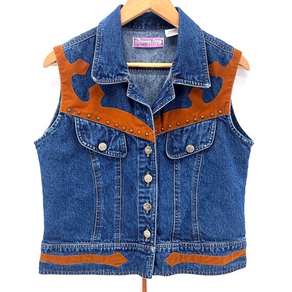 Vintage Doreman Burns Cowgirl Denim Vest Medium Studs… - Gem