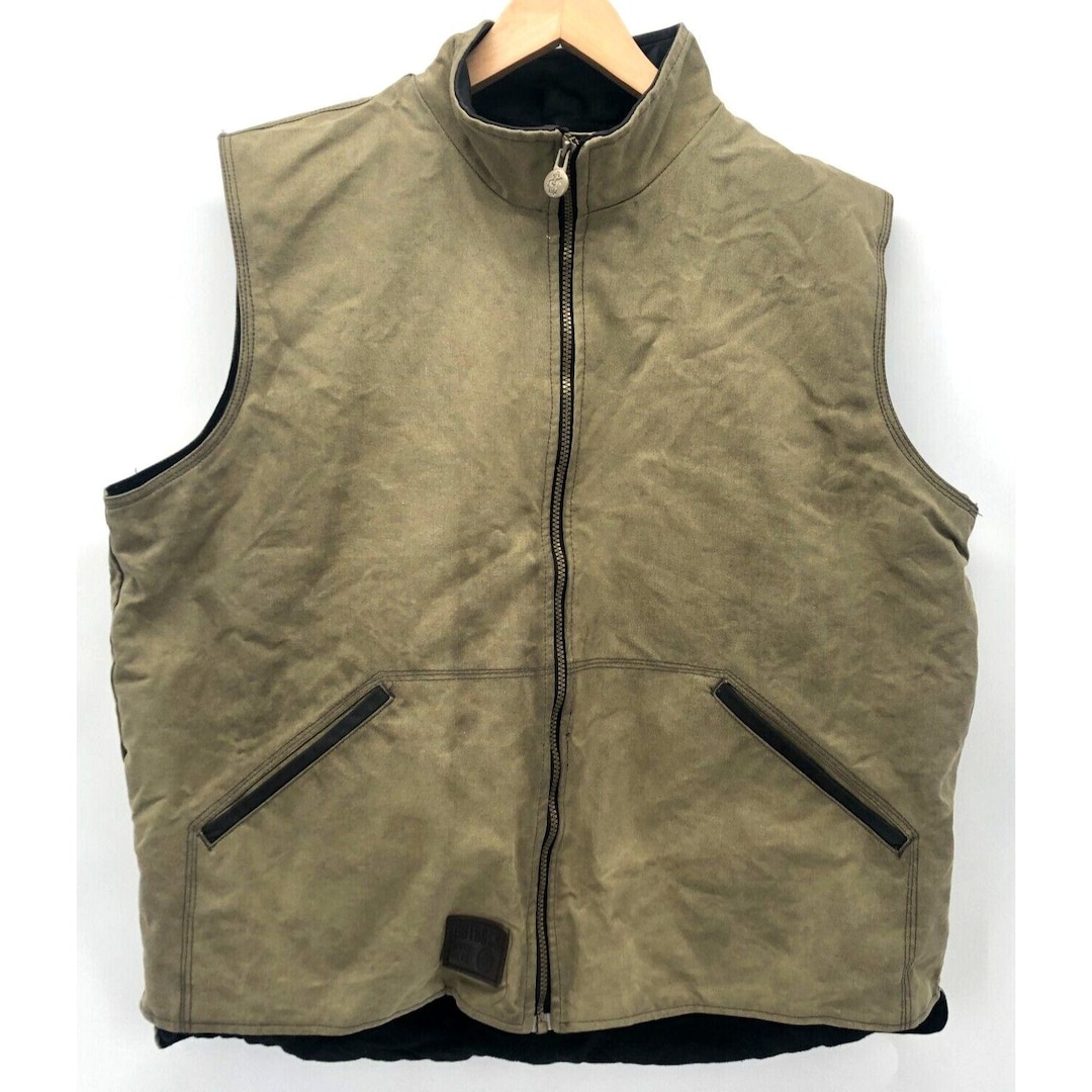 Vintage Outback Trading Men's Vest Size XXL Oilskin Green Canvas Chore ...