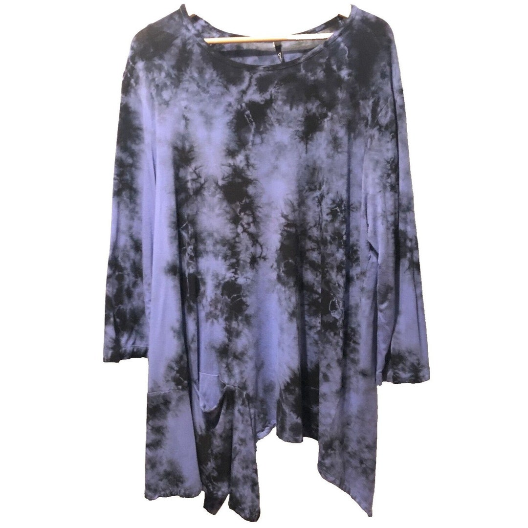 Vintage Dress to Kill Acid Wash Tie Dye Artsy Lagenlook Boho Tunic Top ...