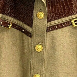 Vintage David David Denim Leather Jacket Buttons Buckle Western Hipster ...