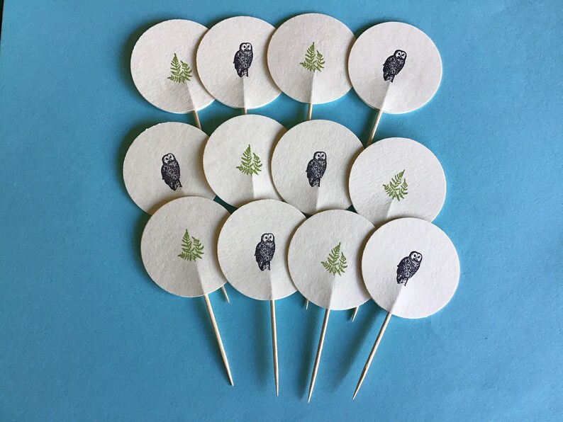 Fern & Owl Cupcake/muffin Topper Set, Party Decor, Nature-inspired ...