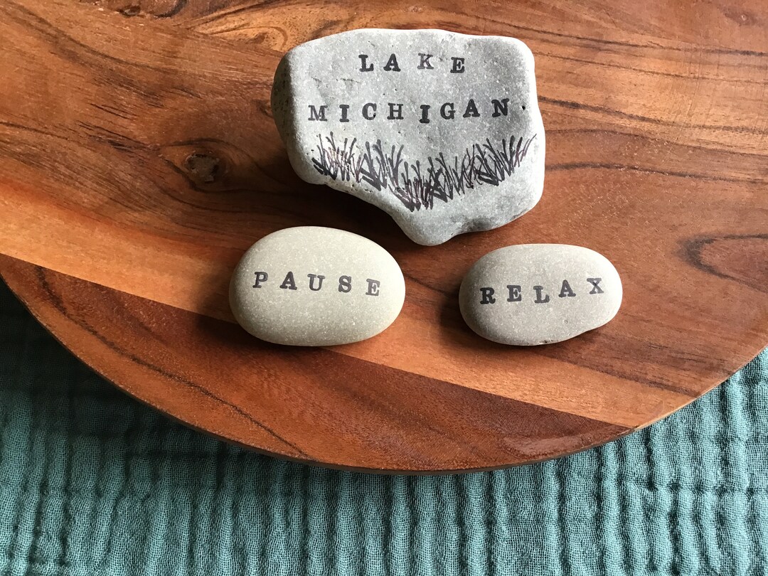Natural Rocks Rubber Stamped, Nature-inspired Decor, Door County, Lake ...