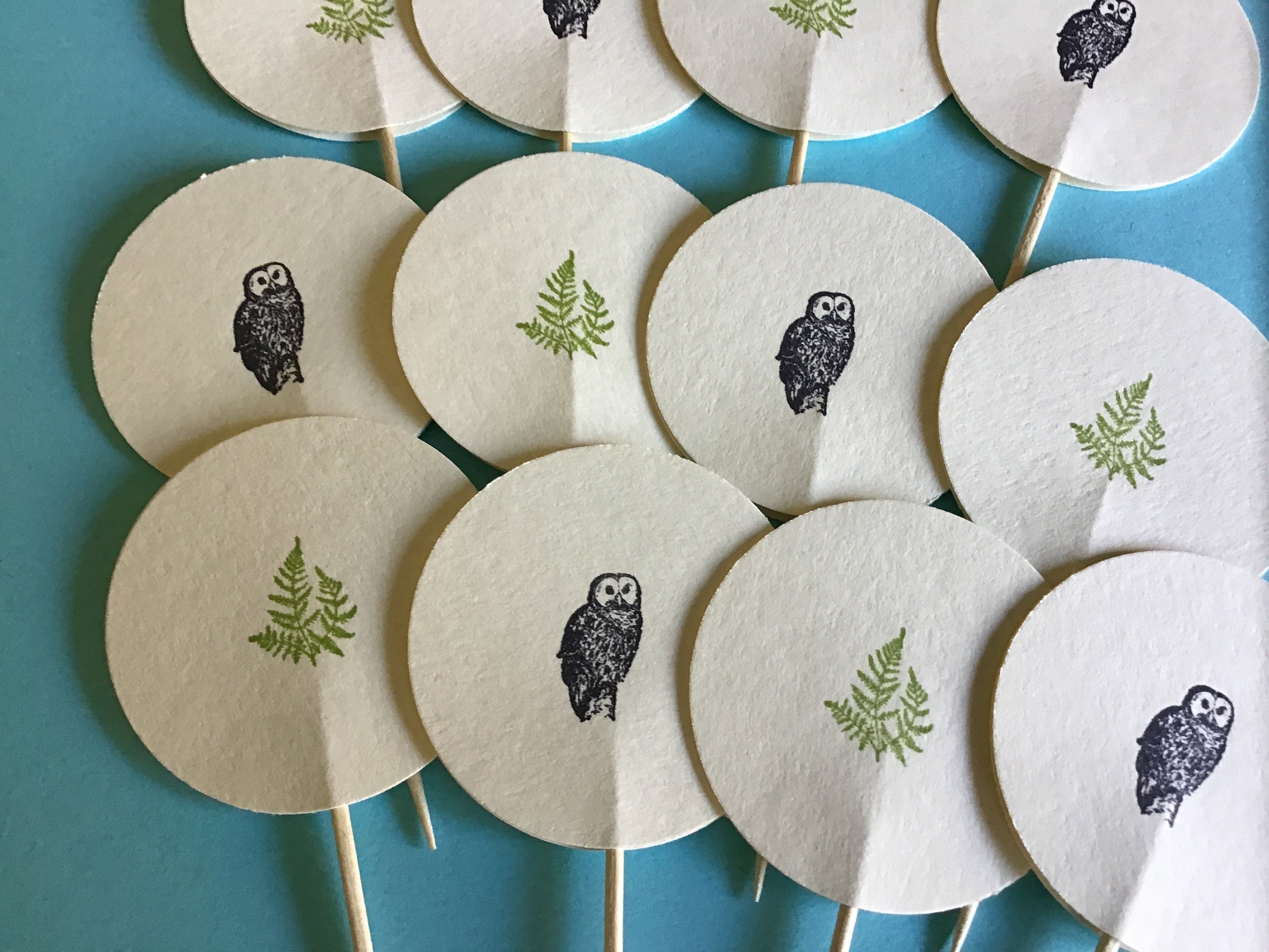 Fern & Owl Cupcake/muffin Topper Set, Party Decor, Nature-inspired ...