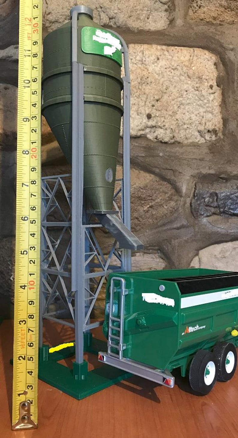 Farm Yard Toy Feed Bins Silo Green Blue Silver With Farm Name or Herd ...