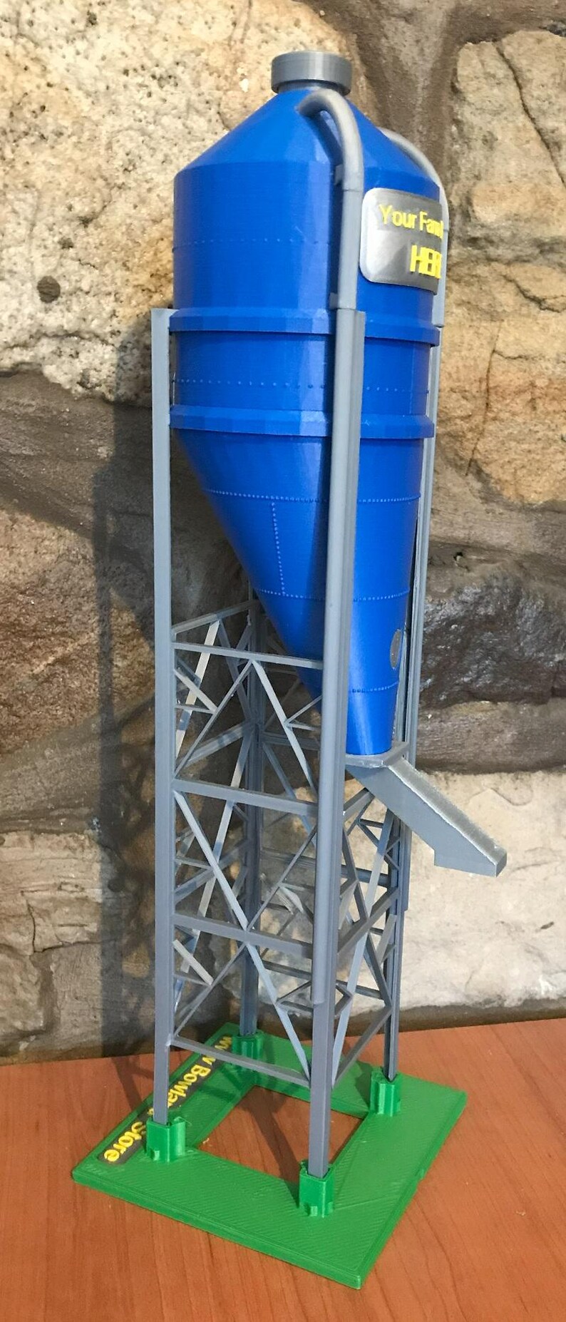 Farm Yard Toys Feed Bin Silo High Discharge Blue 1/62 Scale Farm Name ...
