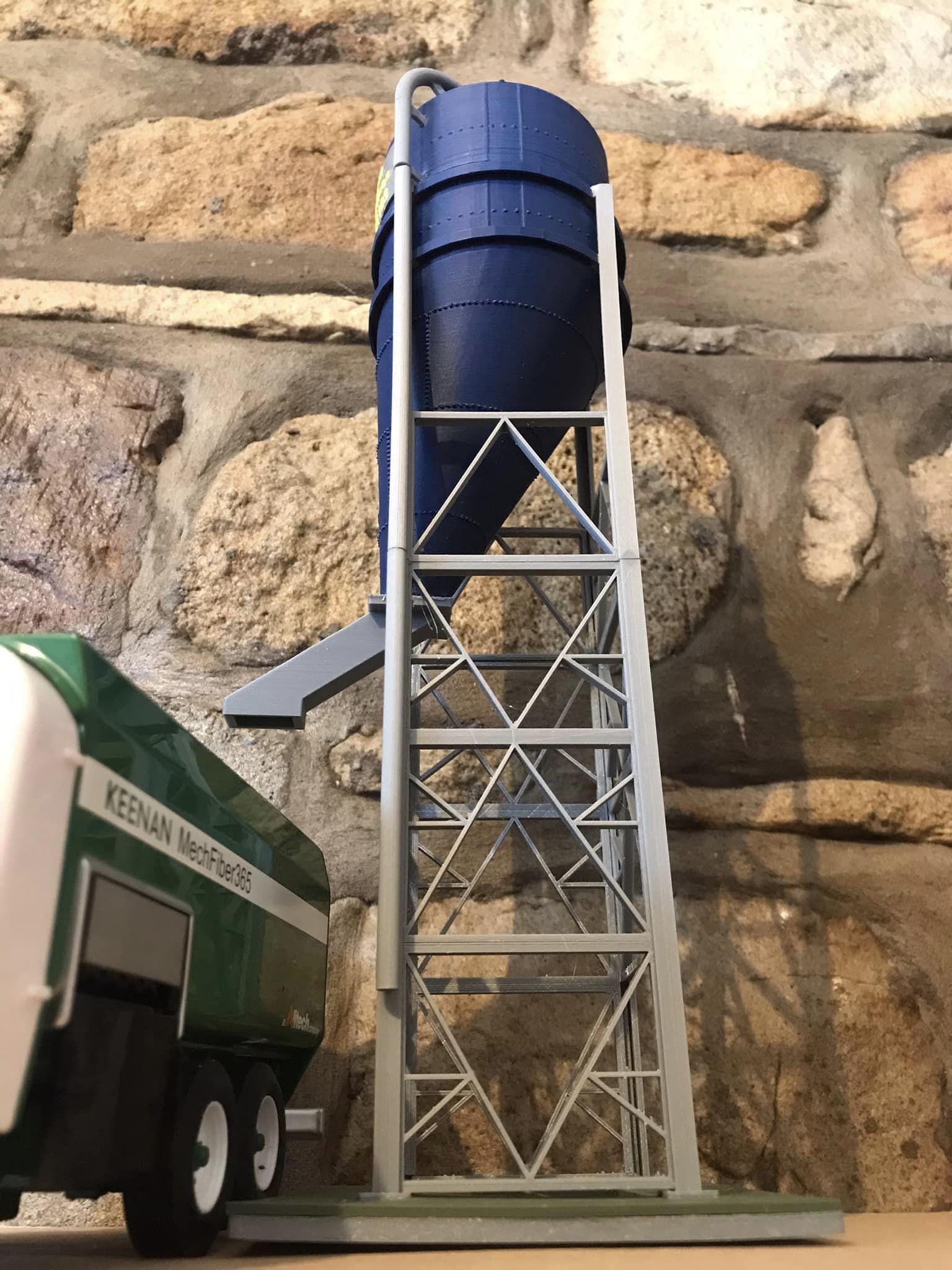 Farm Yard Toys Feed Bin Silo High Discharge Blue 1/62 Scale Farm Name ...