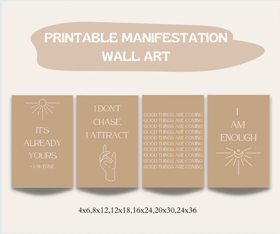 Boho Groovy Manifestation Printable Wall Art Manifestation - Etsy