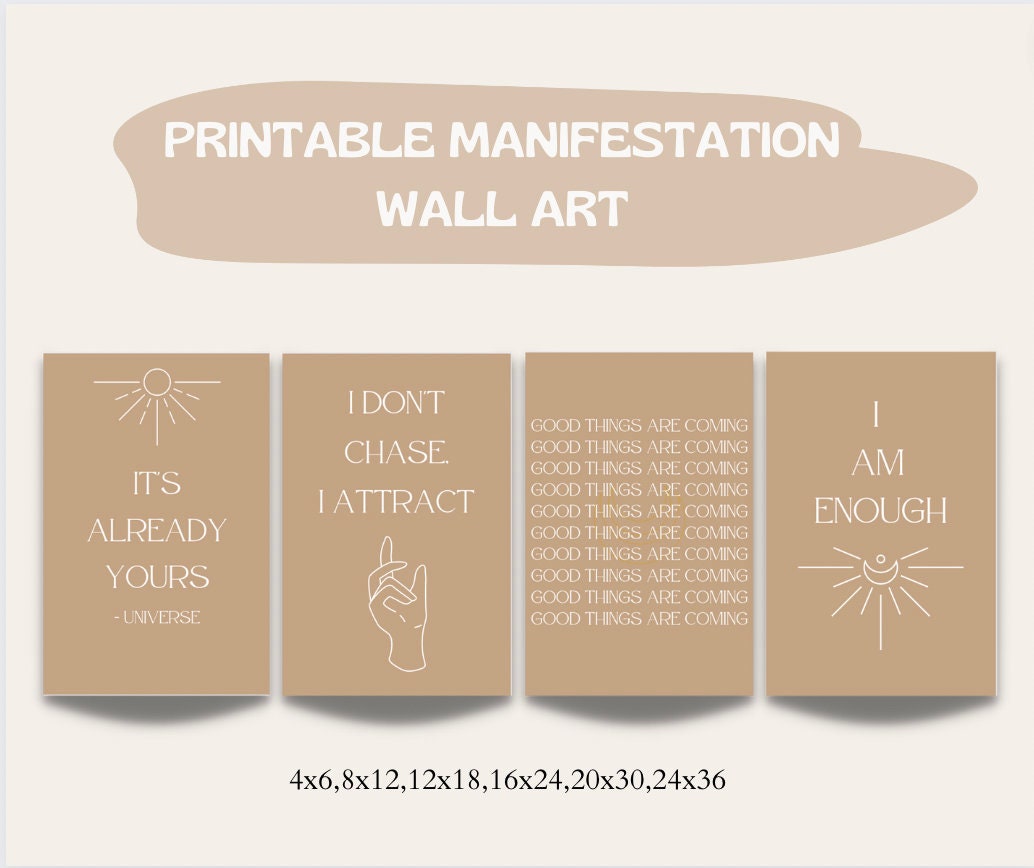 Boho Groovy Manifestation Printable Wall Art, Manifestation Printables ...