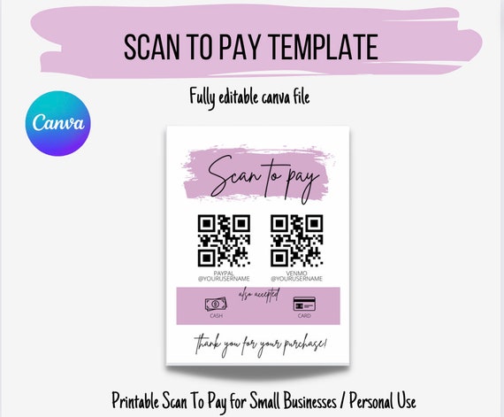 Canva Editable Scan to Pay Template Scan to Pay Printable - Etsy