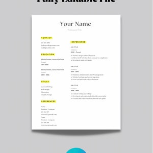 Professional Minimal Resume Template, Canva Resume Template, Editable ...