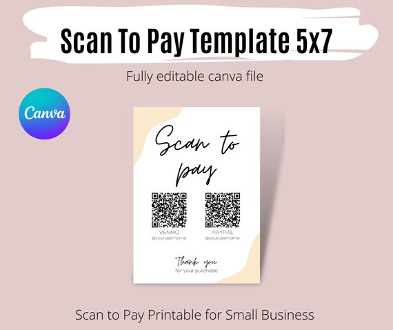 Scan to Pay Customizable Printable Small Business Needs - Etsy