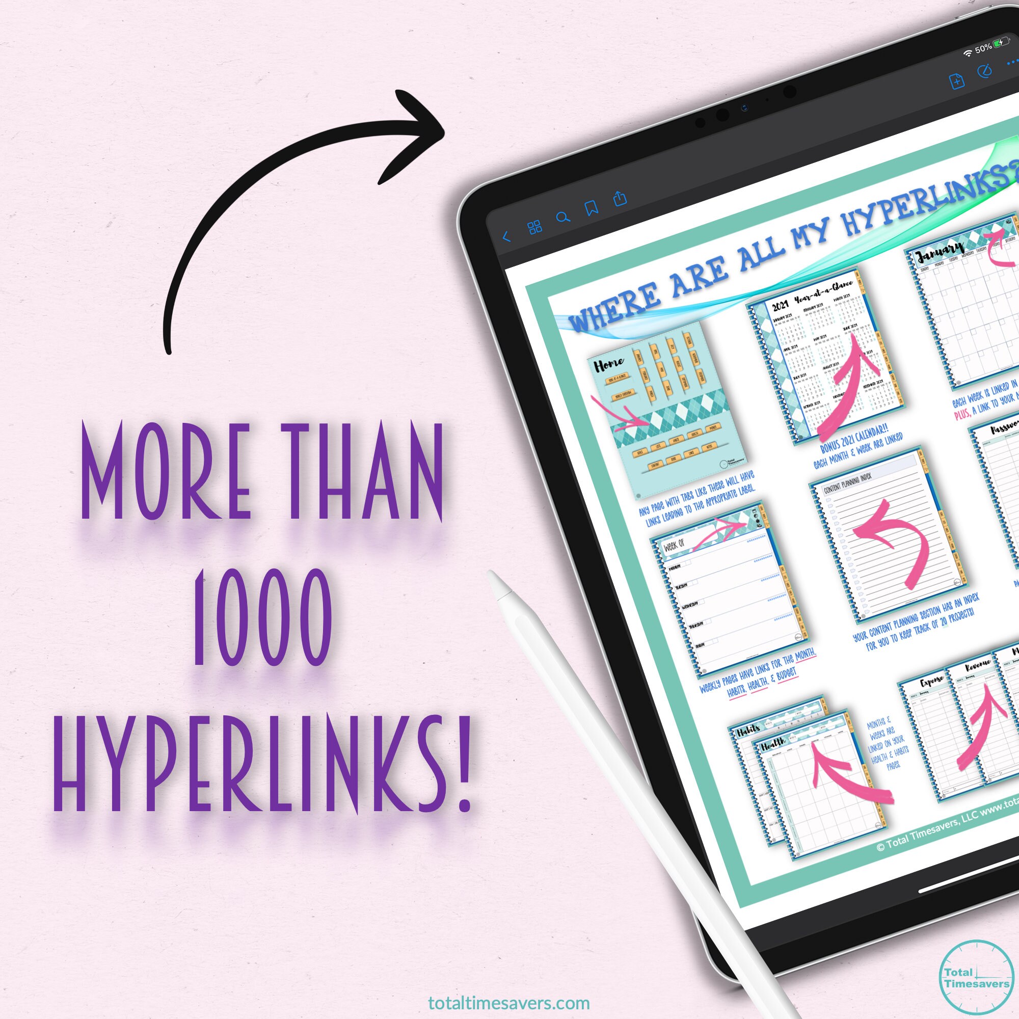 Peppy Side Hustle Digital Planner W/ Hyperlinks and Digital - Etsy