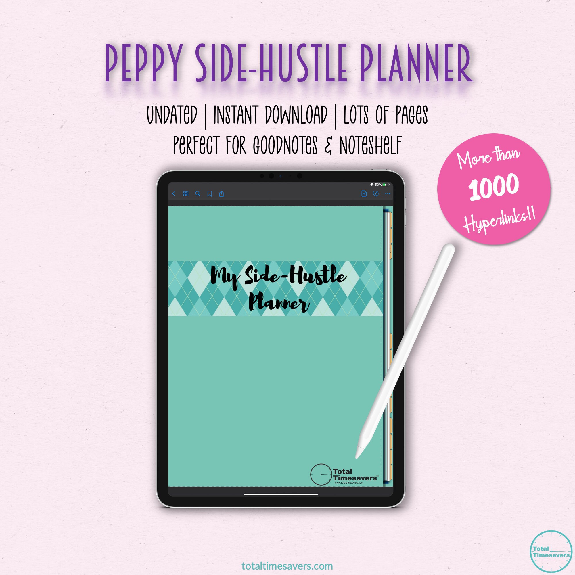Peppy Side Hustle Digital Planner W/ Hyperlinks and Digital - Etsy