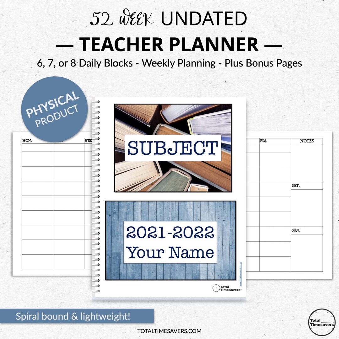 Personalized Undated Teacher Planner | Spiral Bound | light-weight | 32 ...