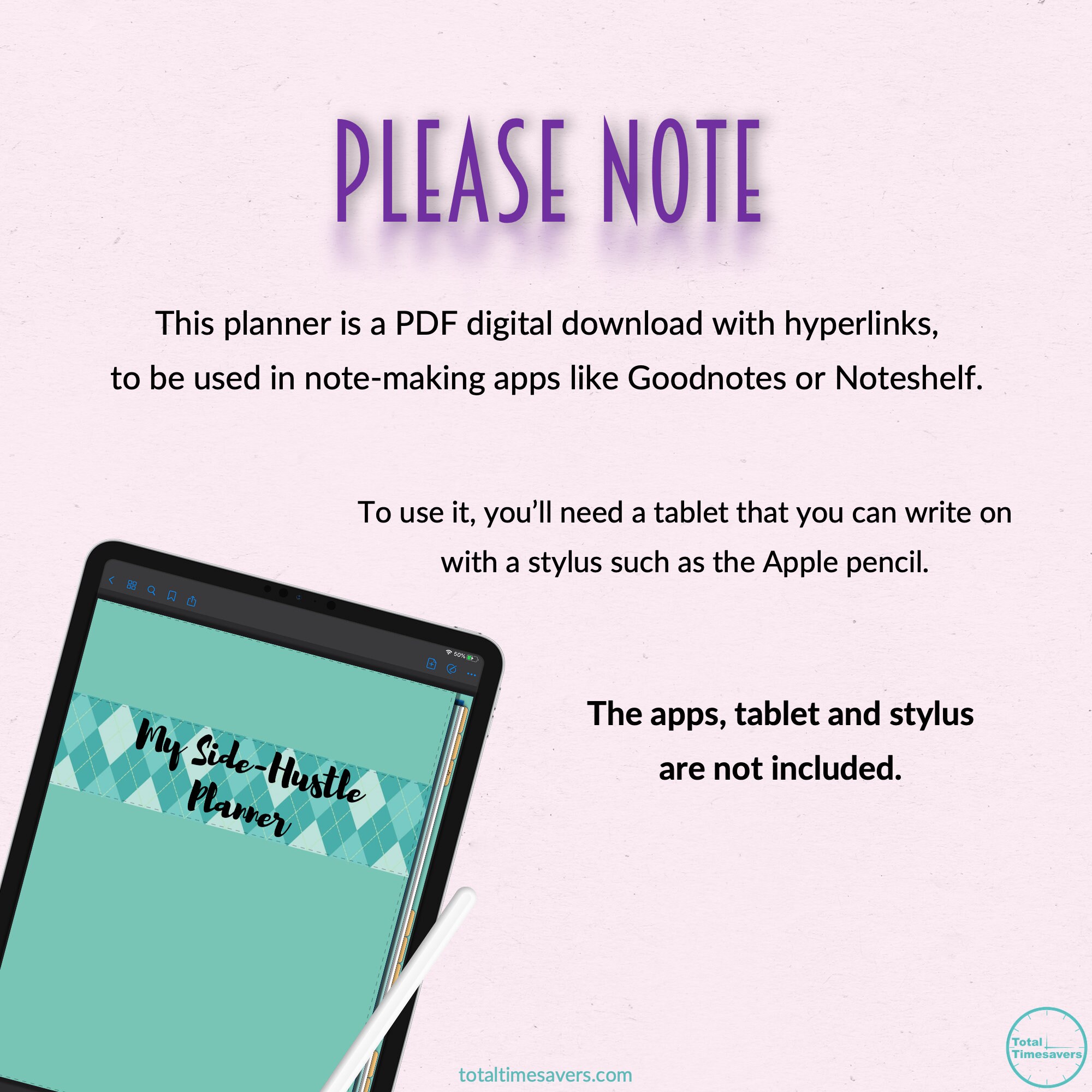 Peppy Side Hustle Digital Planner W/ Hyperlinks and Digital - Etsy