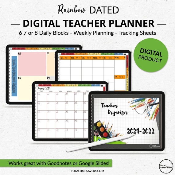 2021-2022 Rainbow Digital Teacher Planner Dated Great With - Etsy