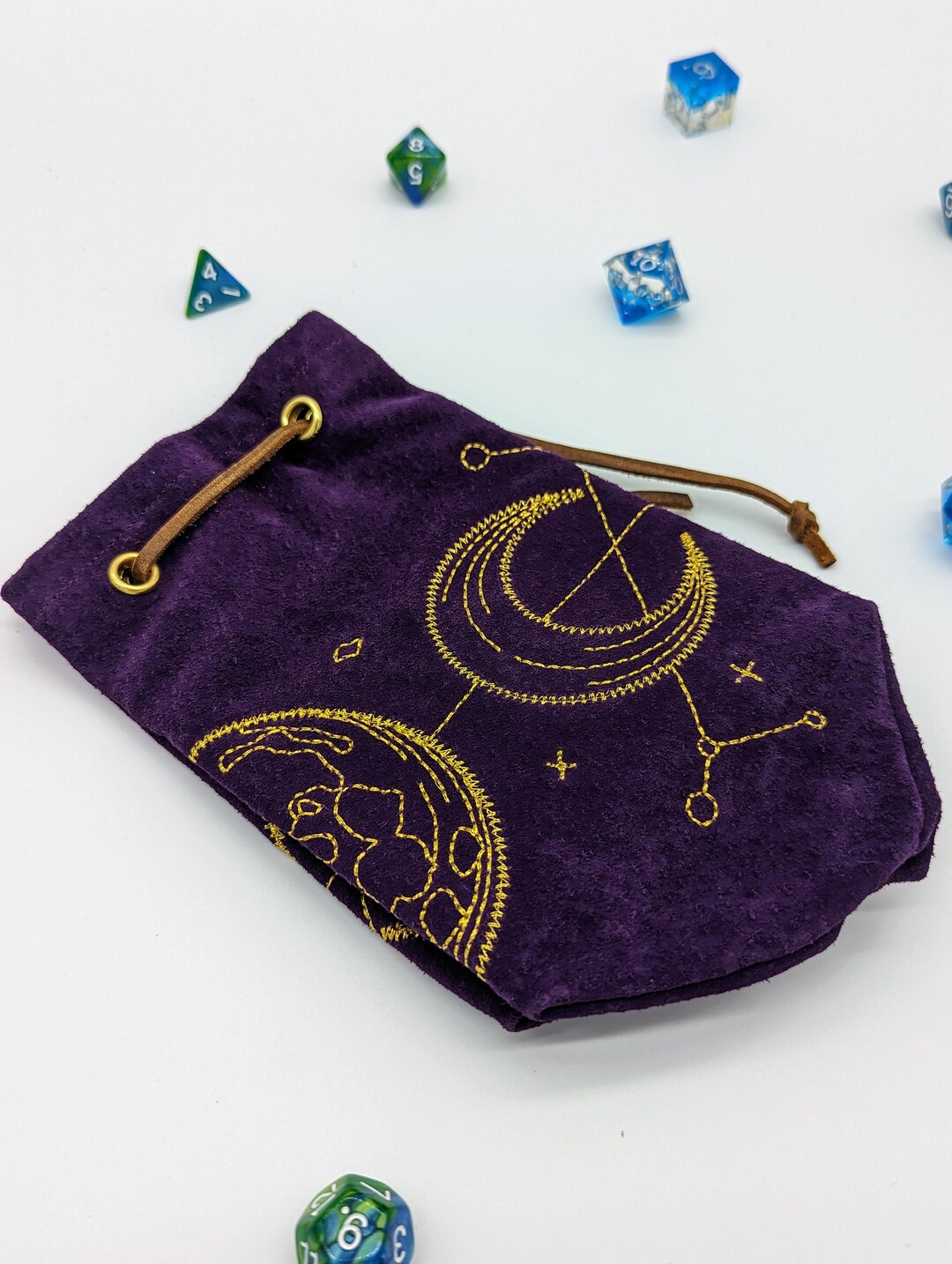 Purple Suede Moon Phases Dice Bag - Etsy