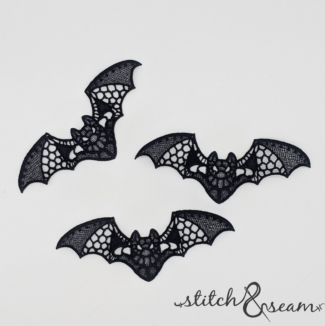 Embroidered Black Lace Bat - Etsy