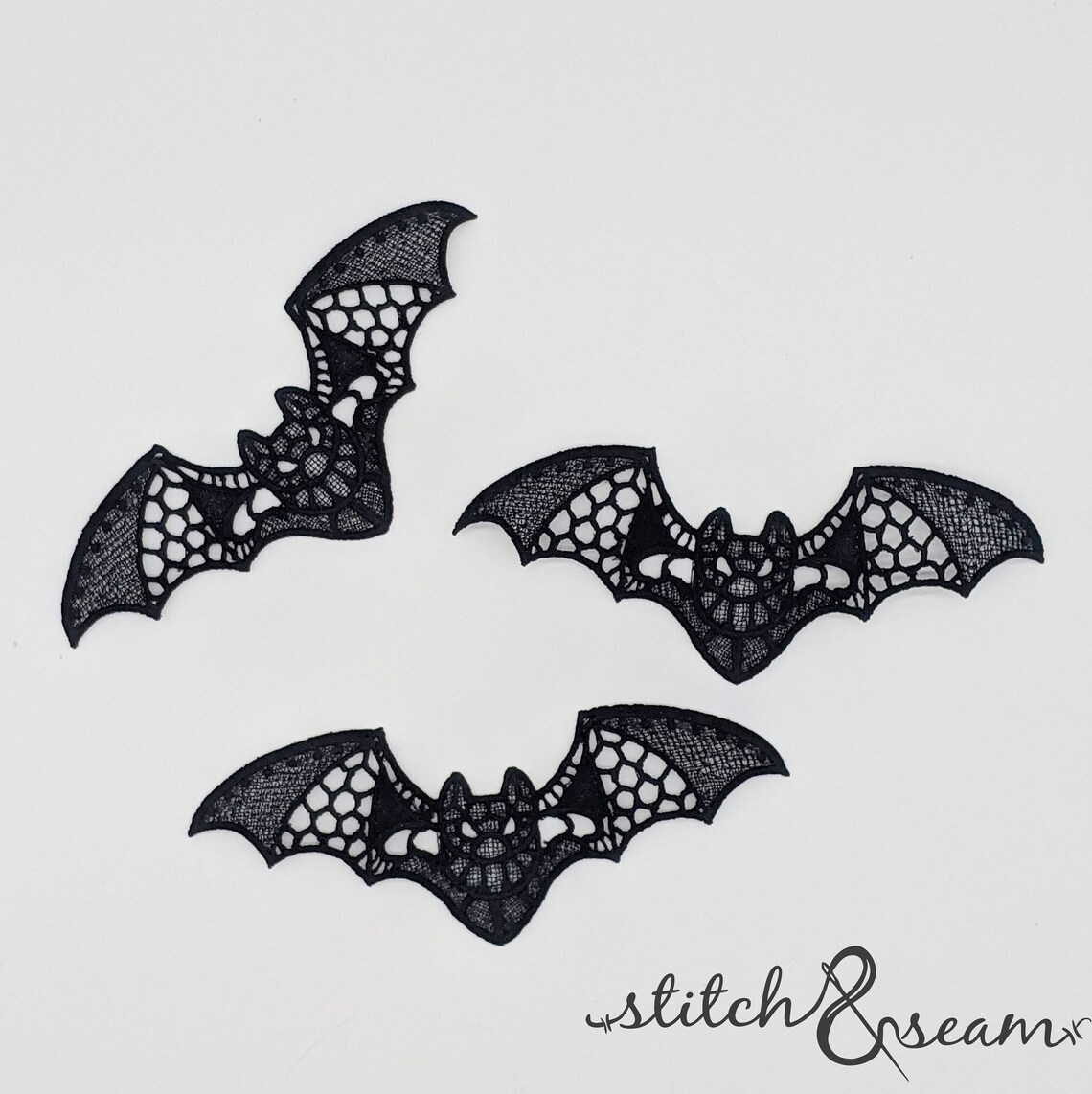 Embroidered Black Lace Bat - Etsy