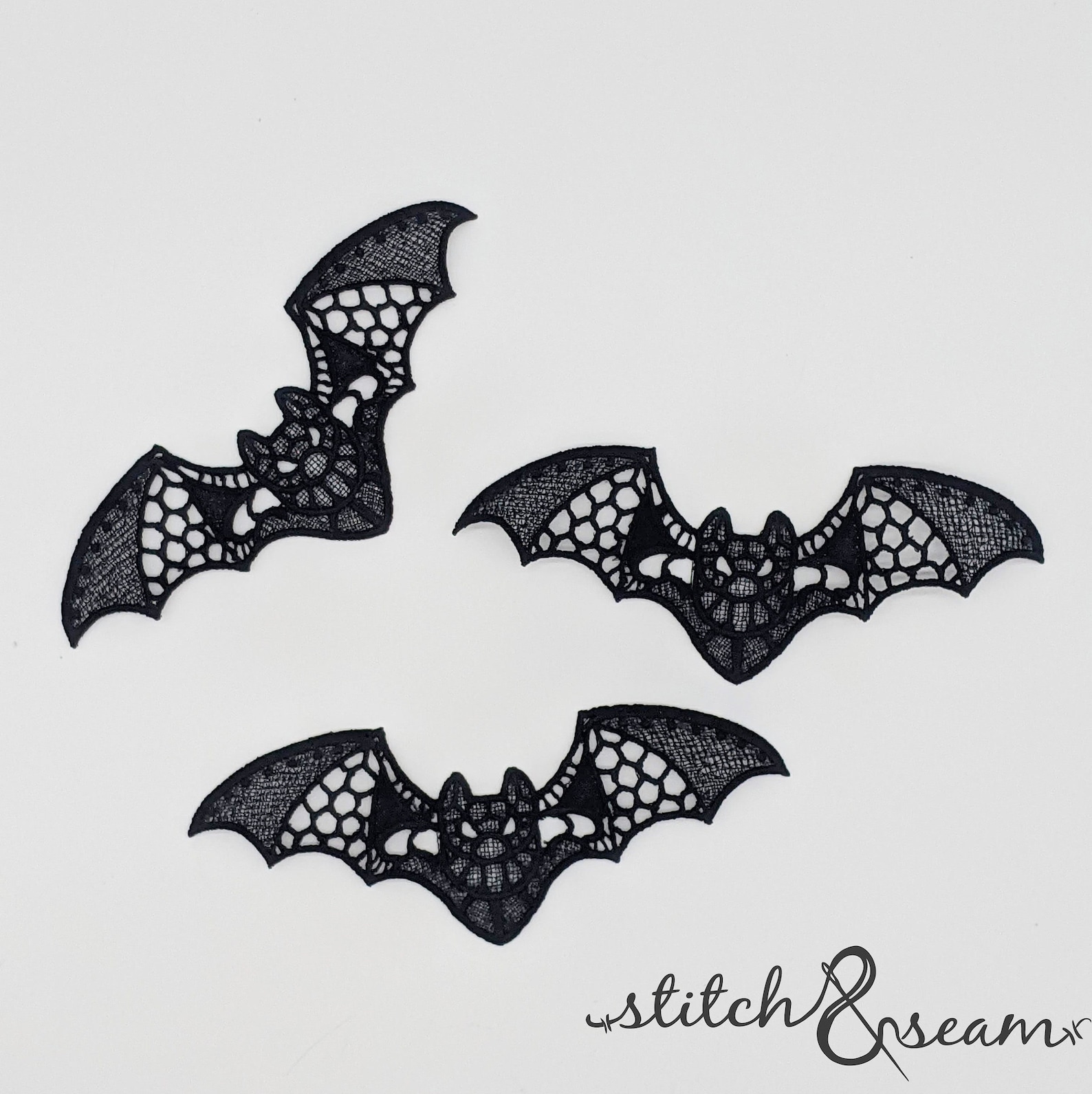 Embroidered Black Lace Bat - Etsy