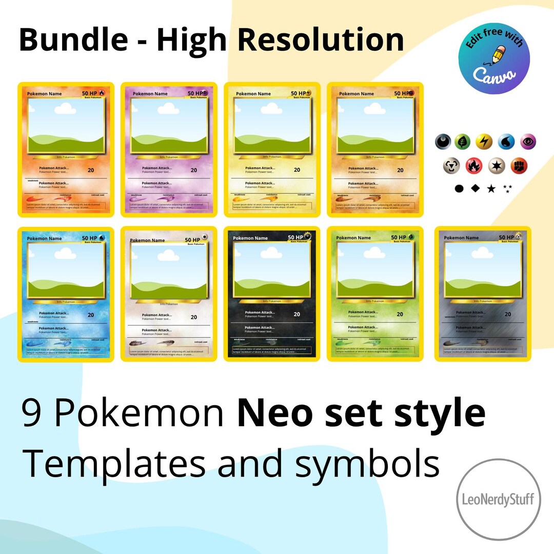 Editable Pokemon NEO Series Template Bundle | Canva Card Layout + Set ...