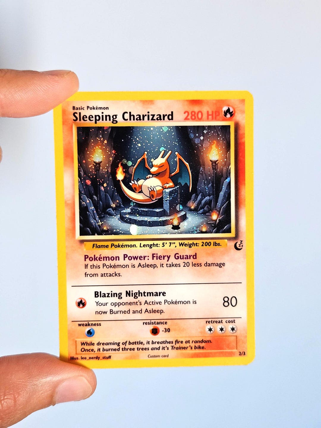 Sleeping Charizard – Pokemon Custom Card (proxy, Handmade Holo) - Etsy