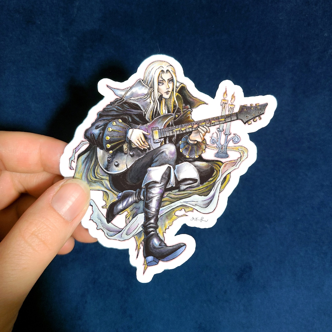 Castlevania Alucard Sticker - Alucard Playing Guitar - 3.5x3.5" - Etsy