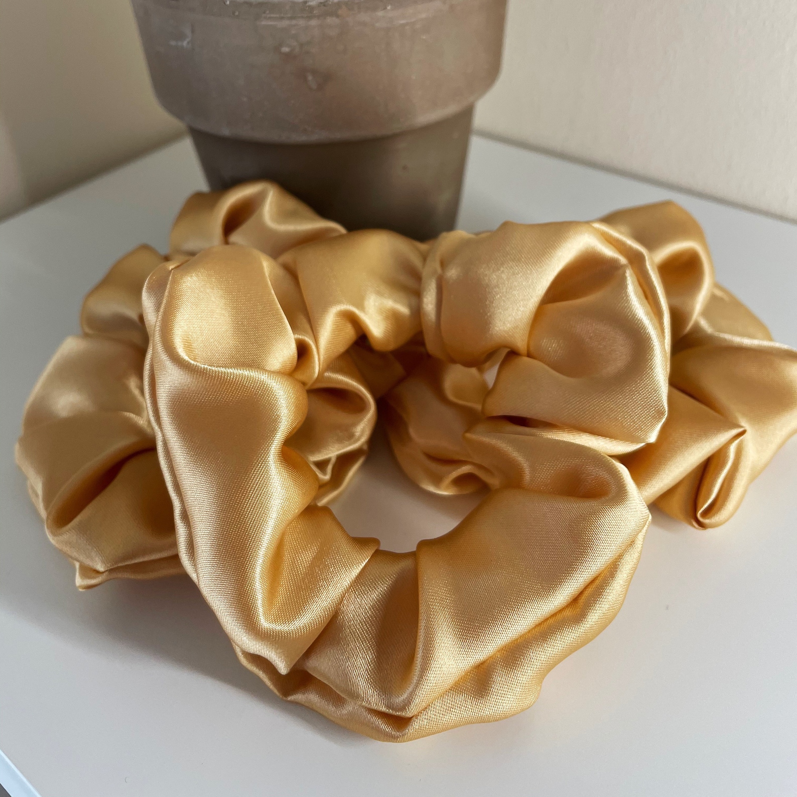 Gold Satin Handmade Hair Scrunchies Small Cute Gift Ideas Hair ...