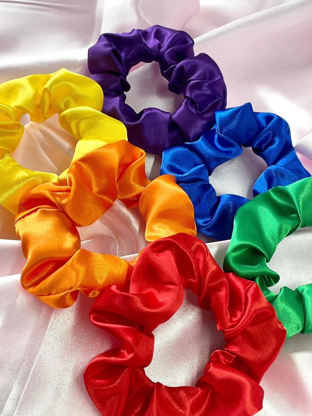 Satin Bright Colour Handmade Scrunchies - Etsy