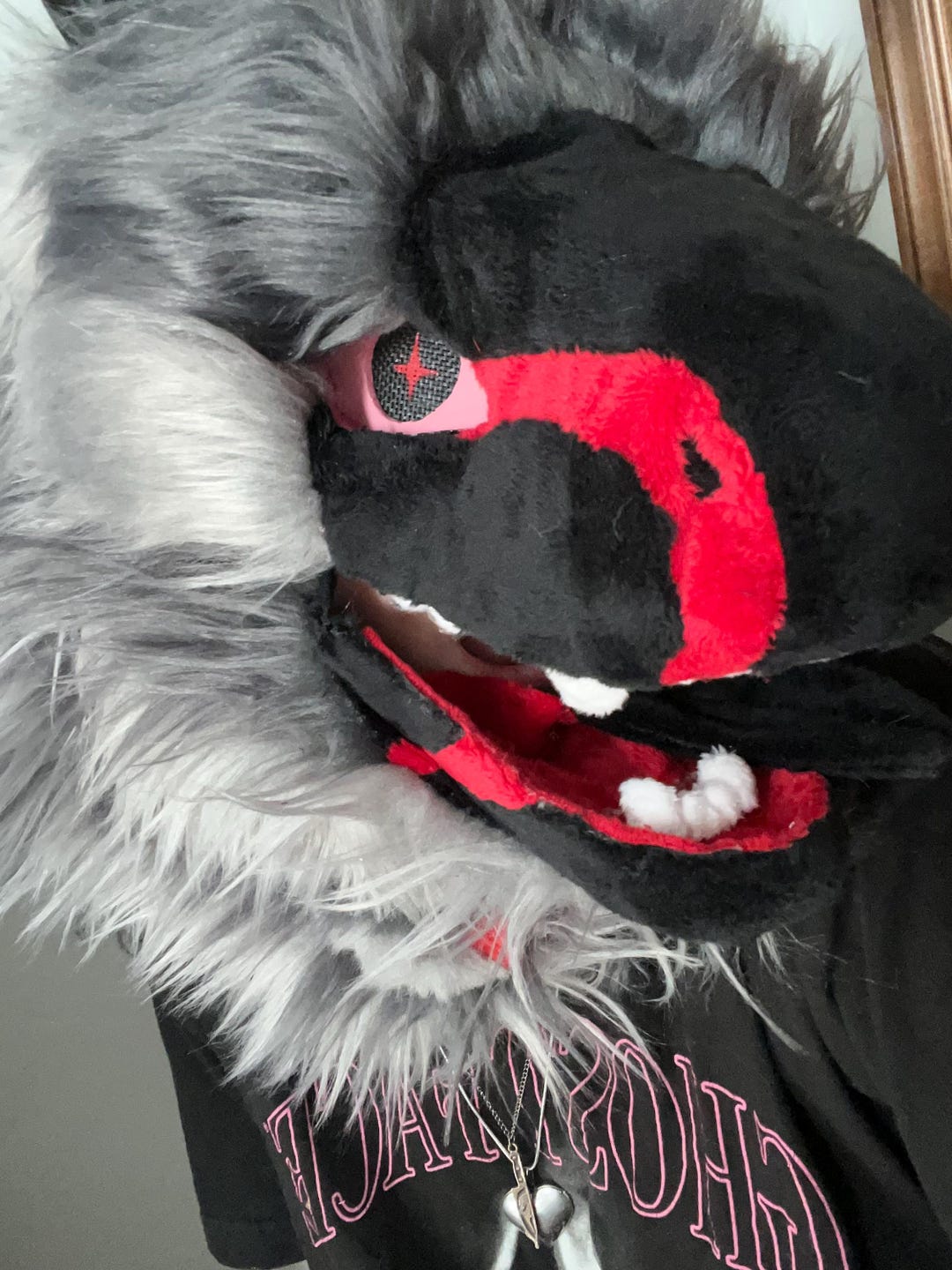 READ Desc Grey, Black, and Red Dino Mask Premade - Etsy