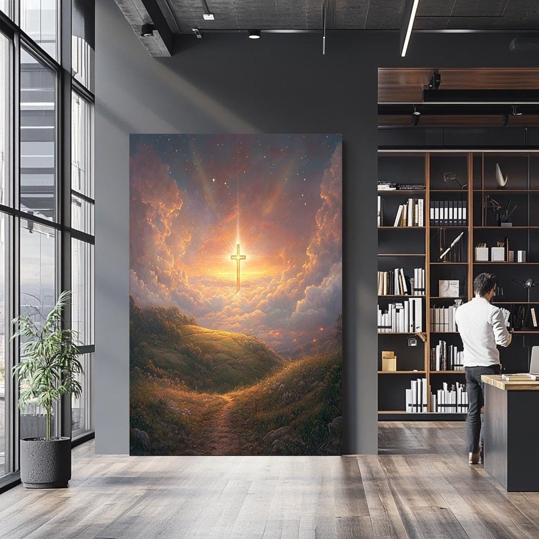 Christian Cross Wall Art | Sunset Canvas Print | Religious ...