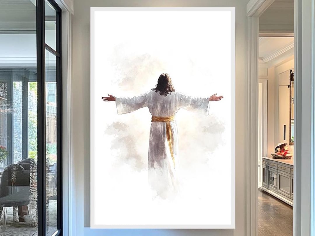 Jesus With Open Arms Art Print, Inspirational Christian Wall Decor ...
