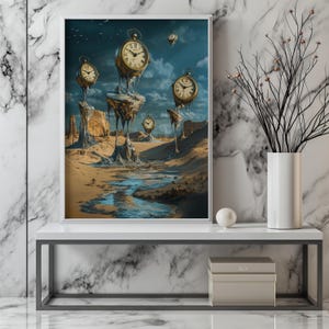 Surreal Melting Clocks Wall Art Salvador Dali Style Canvas Painting ...