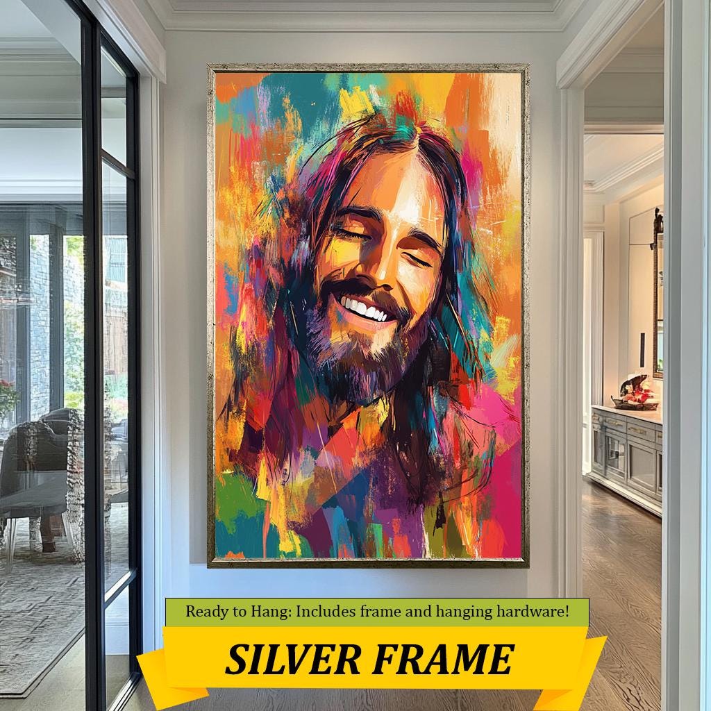Jesus Colorful Abstract Portrait Wall Art Print, Jesus Modern Artwork ...