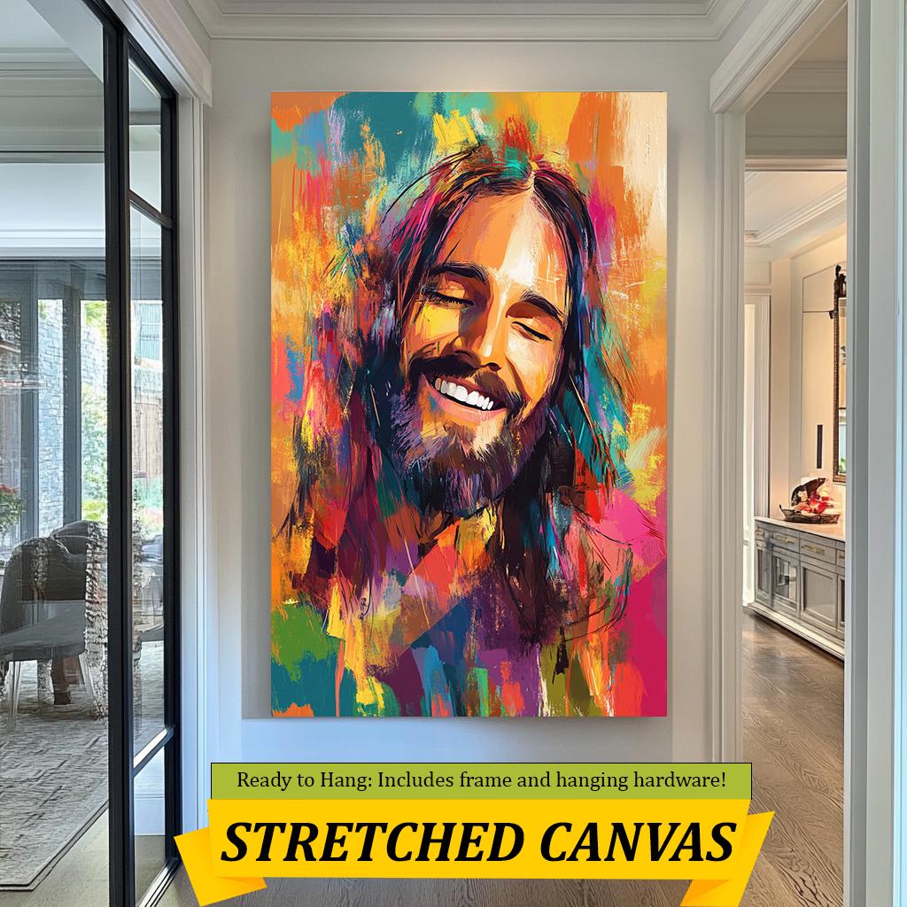 Jesus Colorful Abstract Portrait Wall Art Print, Jesus Modern Artwork ...