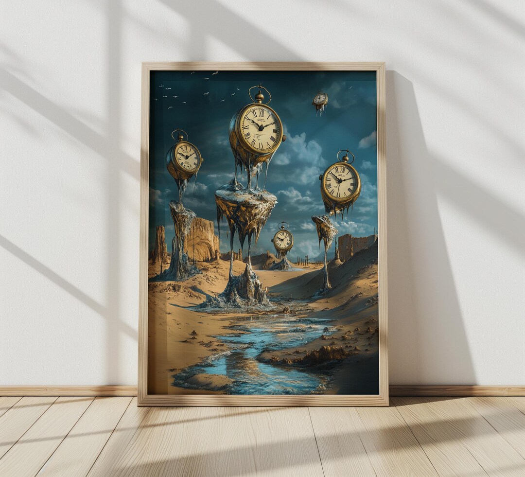 Surreal Melting Clocks Wall Art | Salvador Dali Style Canvas Painting ...