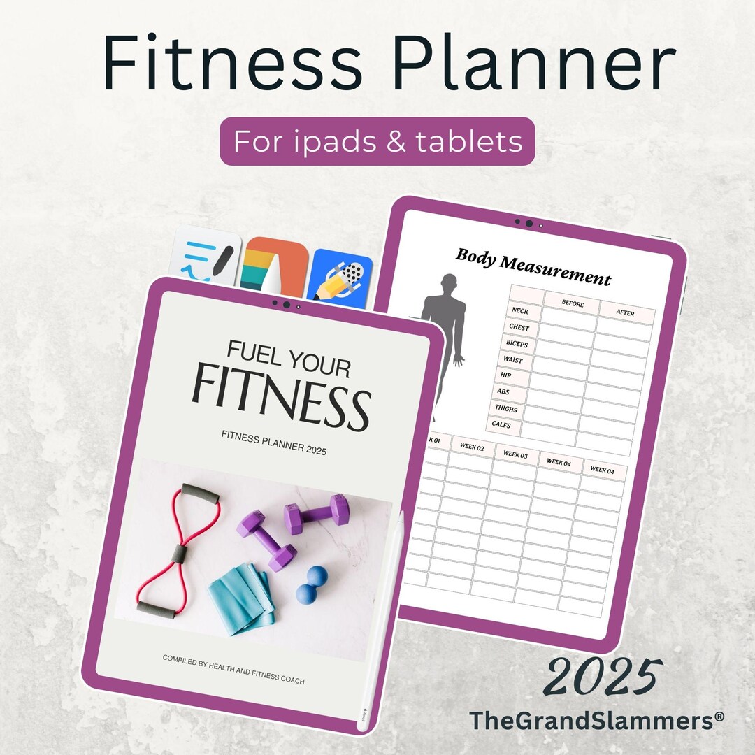 Digital Fitness Planner, Weight Loss & Fitness Tracker, Undated Fitness ...