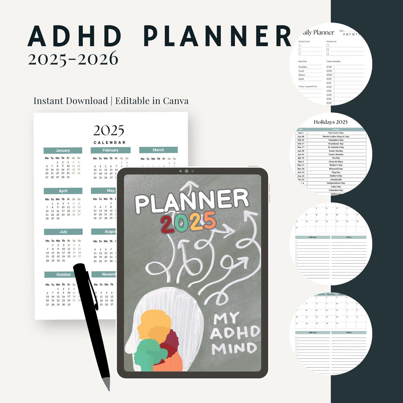 ADHD Digital Planner, 2025 2026 Planner (made by an Adhder),canva ...