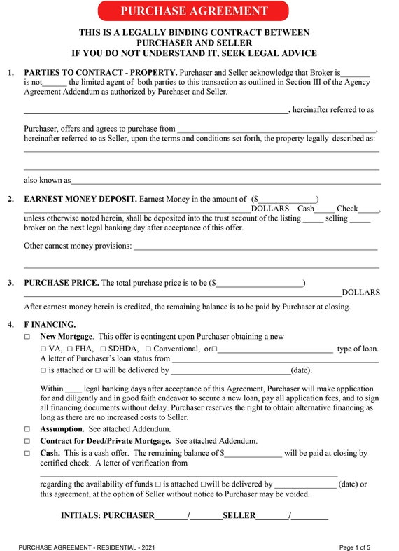 Land Purchase Agreement Template