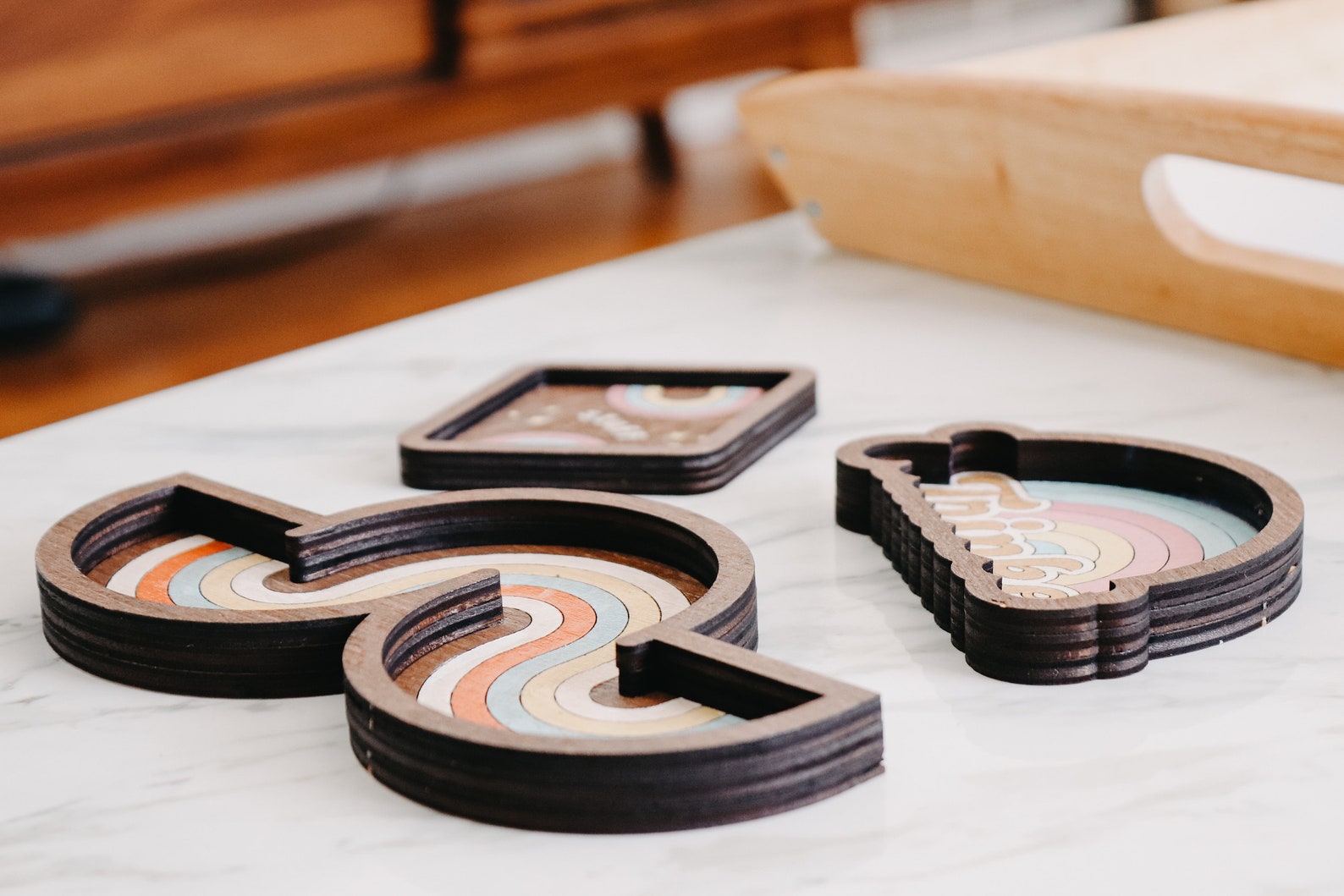 Three Retro Rainbow Trinket Dishes Svg, Eps, Ai File Bundle - Glowforge ...