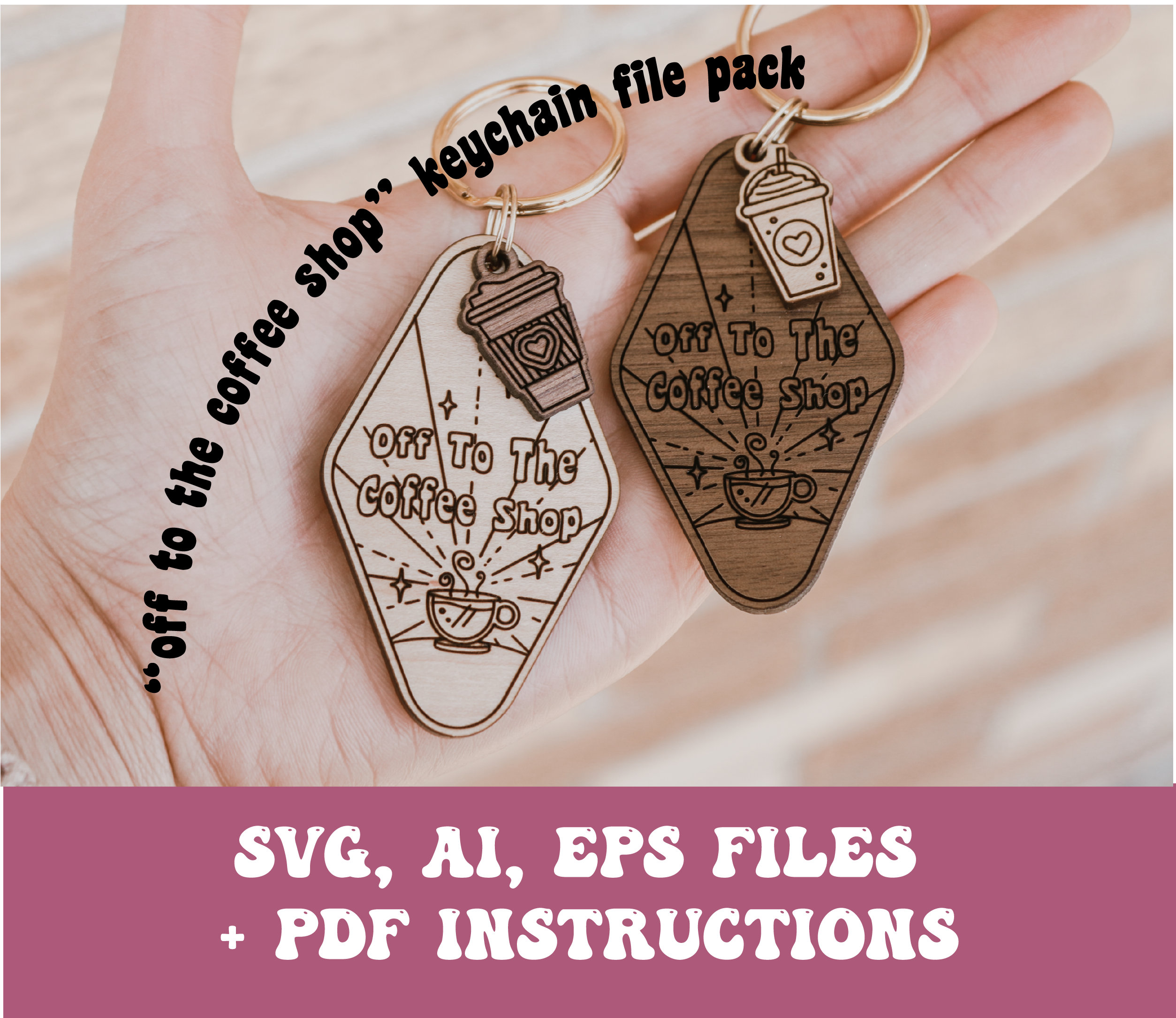 Off to the Coffee Shop Keychain SVG, Ai, EPS Files - Coffee Svg ...