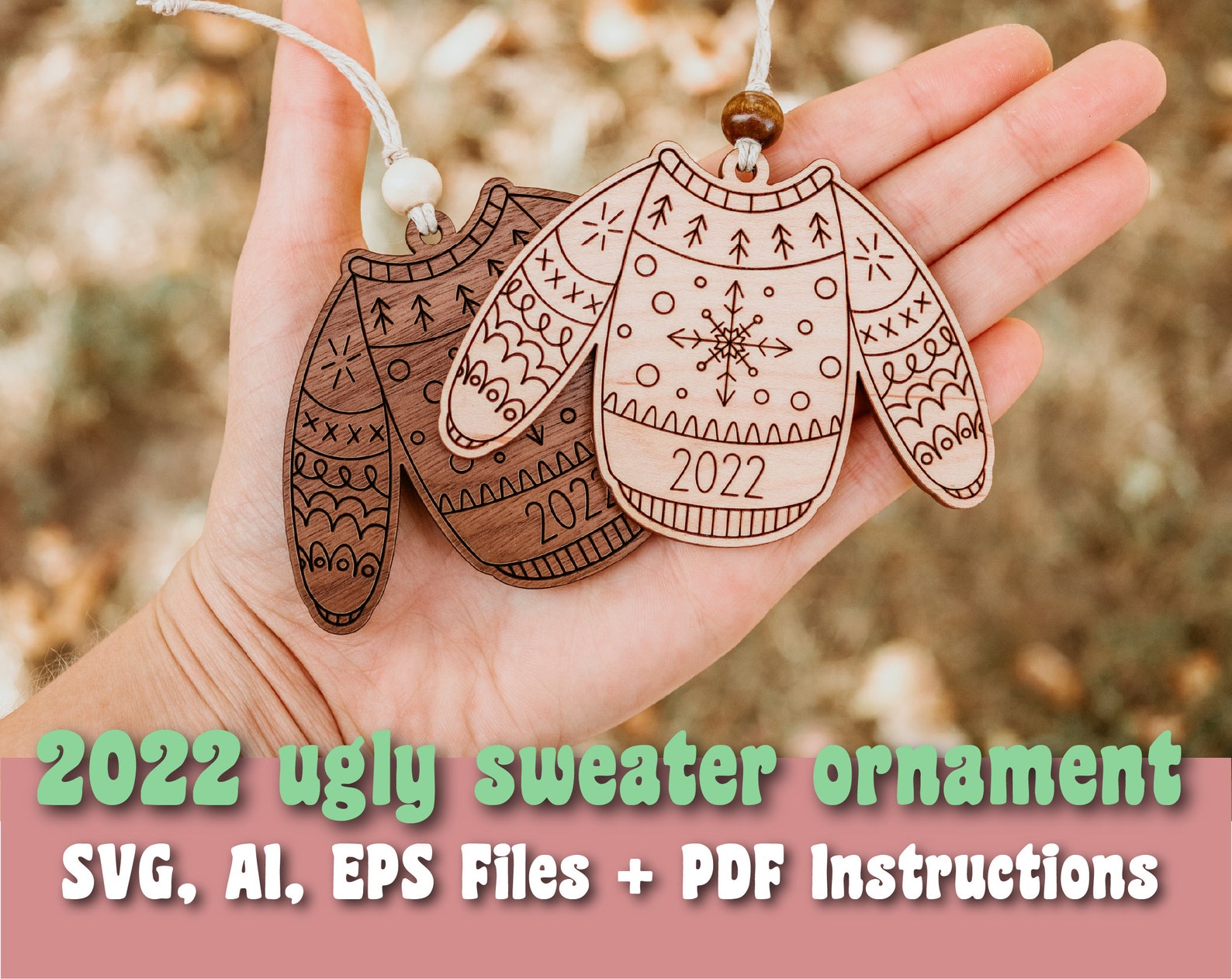 2022 Ugly Sweater Ornament SVG, Ai, EPS Files - Christmas Svg - Holiday ...