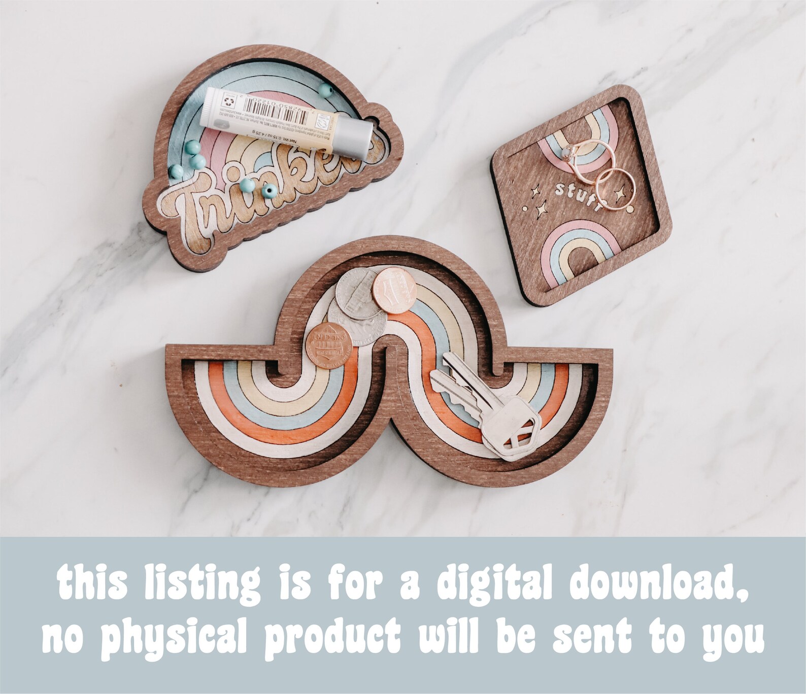 Three Retro Rainbow Trinket Dishes Svg, Eps, Ai File Bundle - Glowforge ...