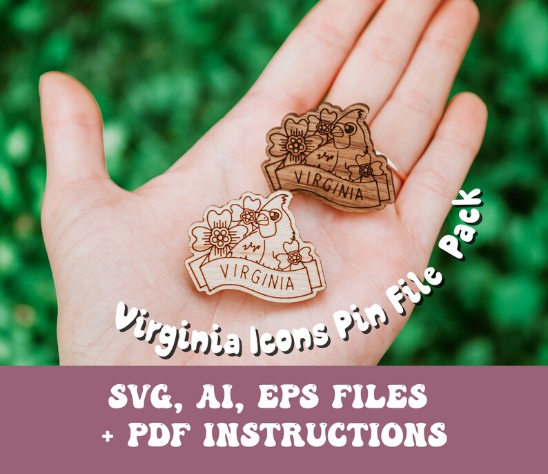 Virginia Icons Pin SVG Ai EPS Files Virginia Svg Dogwood - Etsy