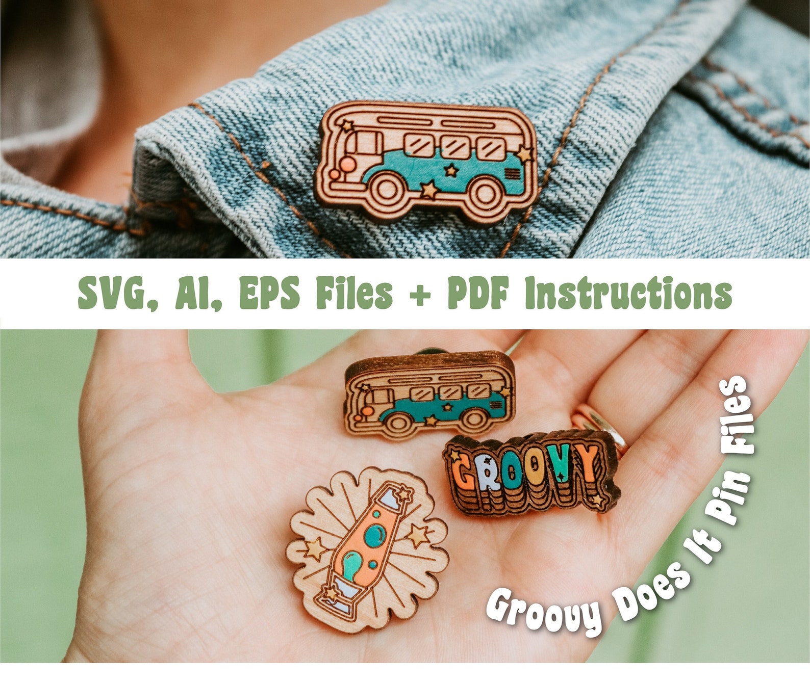 Groovy Does It Pins SVG Ai EPS Files Glowforge Files - Etsy