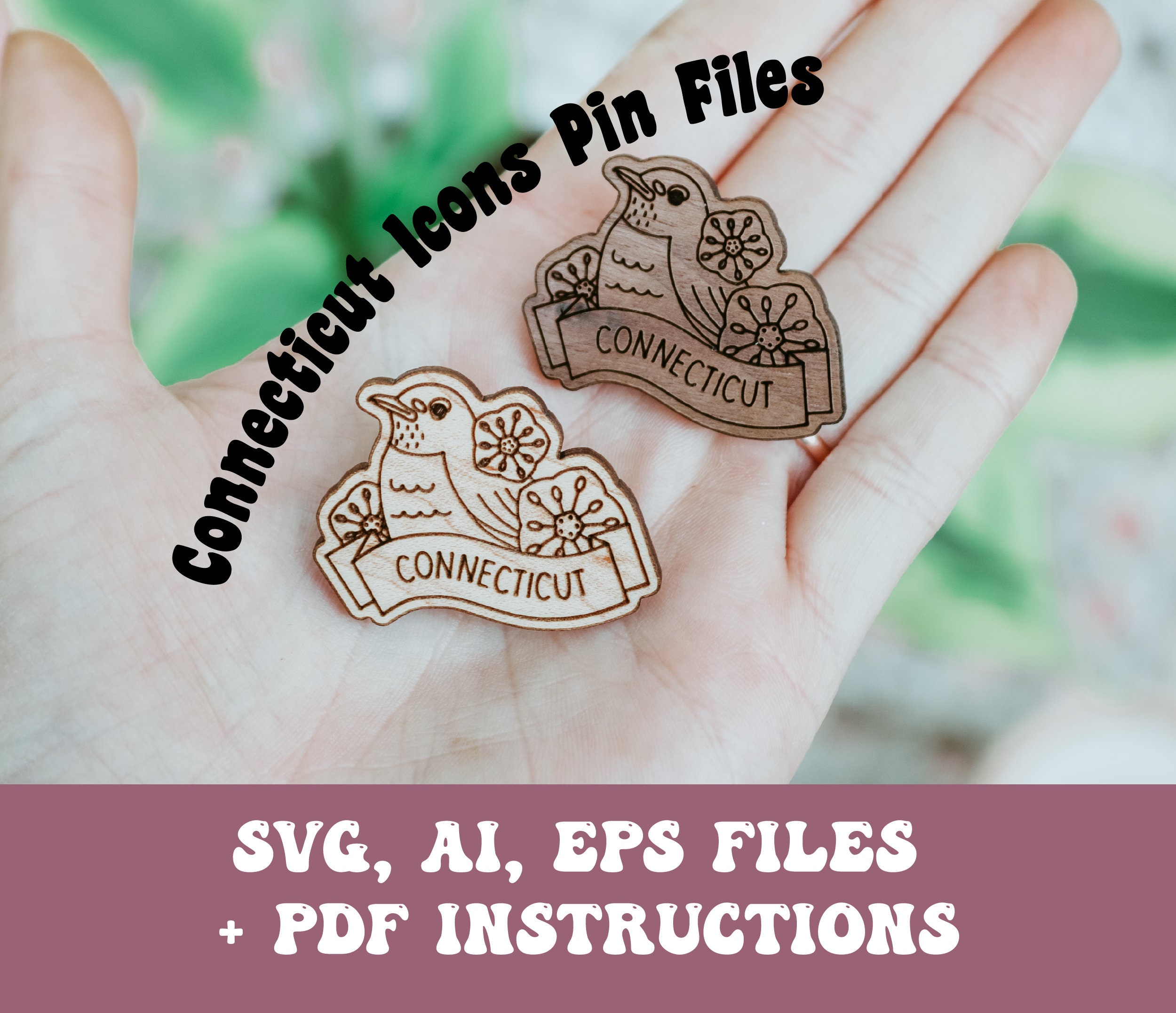 Connecticut Icons Pin SVG Ai EPS Files Connecticut Svg | Etsy