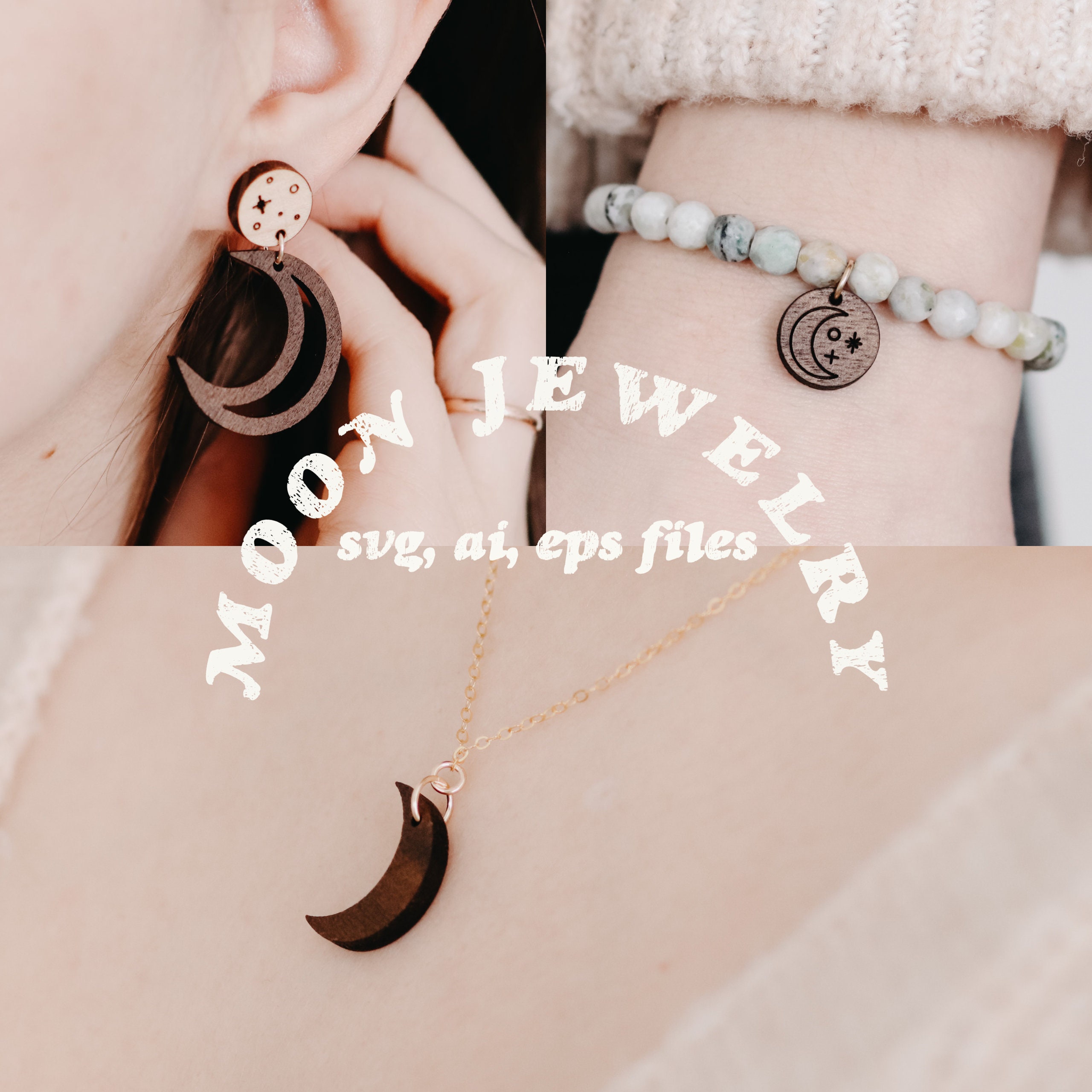 Moon Jewelry Findings SVG, Eps, Ai Files - Glowforge SVG Files - Laser ...